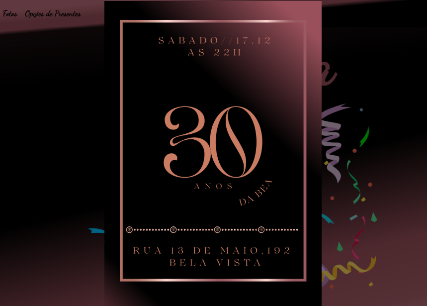 GitHub - BeaCavalheiro/aniversario: Mais do que um cartão de aniversario ou um convite formal ...