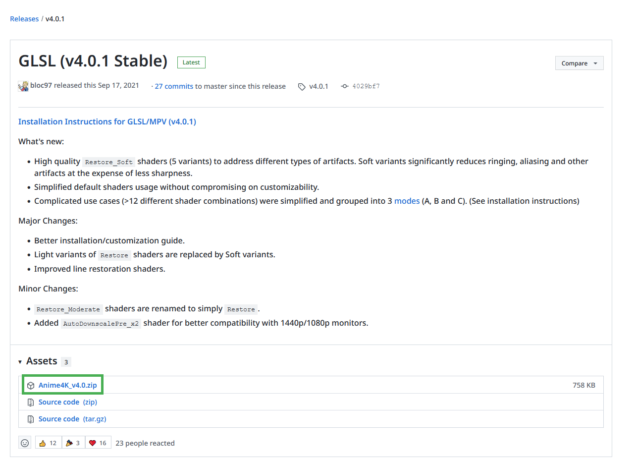4.0.1 Release, but asset zip is 4.0 · Issue #155 · bloc97/Anime4K · GitHub
