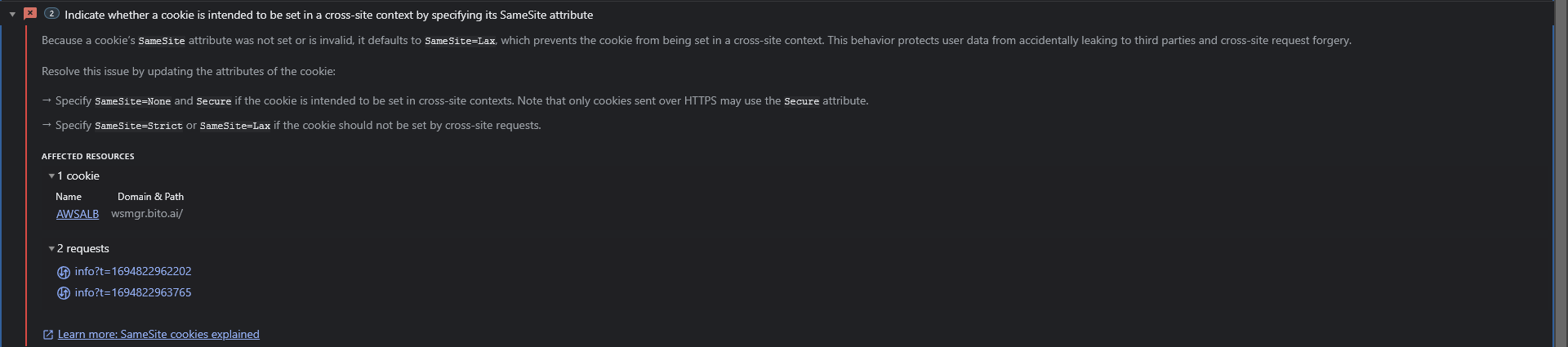 Indicate whether a cookie is intended to be set in a cross-site context by specifying its ...
