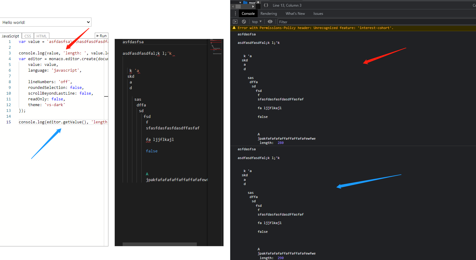 [Bug] Why did monaco-editor getValue() return an unexpected length · Issue #3014 · microsoft ...