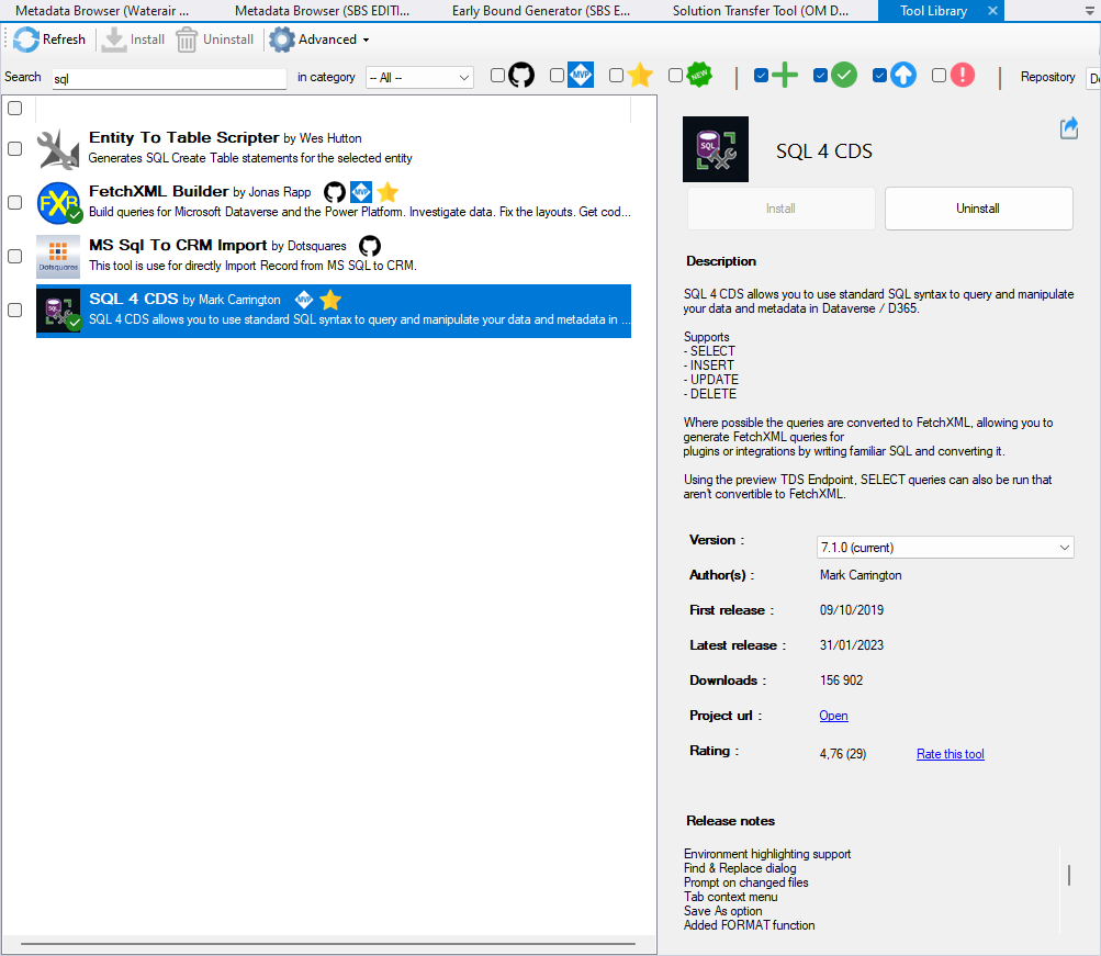 Tool Library Show Release Notes · Issue 1254 · Mscrmtools Xrmtoolbox · Github