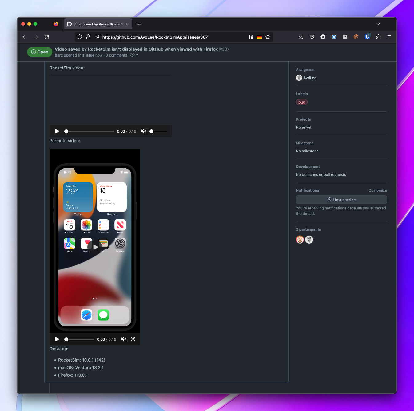 Video saved by RocketSim isn't displayed in GitHub when viewed with Firefox · Issue #307 ...