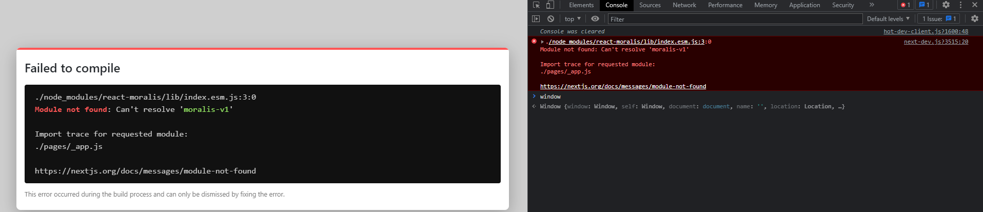 Lesson 10 Module Not Found Cant Resolve Moralis V1 · Smartcontractkit Full Blockchain