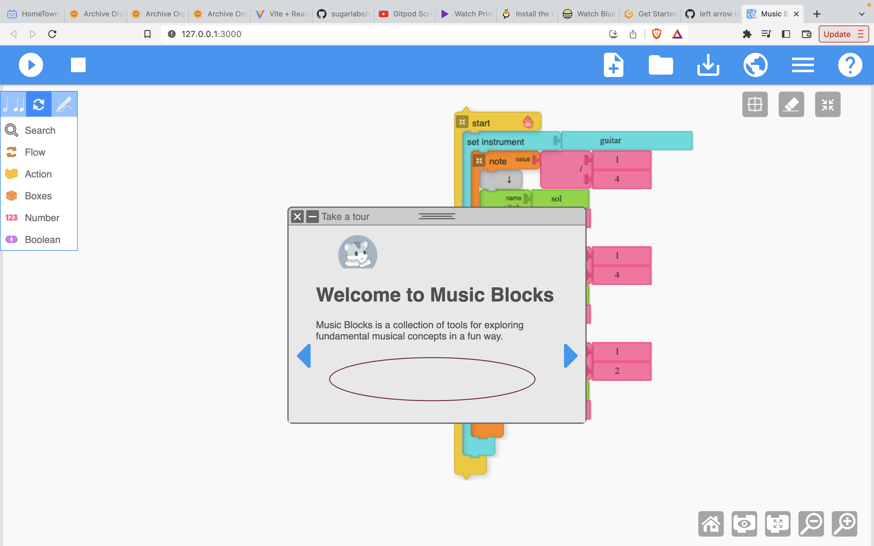 left arrow is working for the first step in the help popup · Issue #3119 · sugarlabs/musicblocks ...