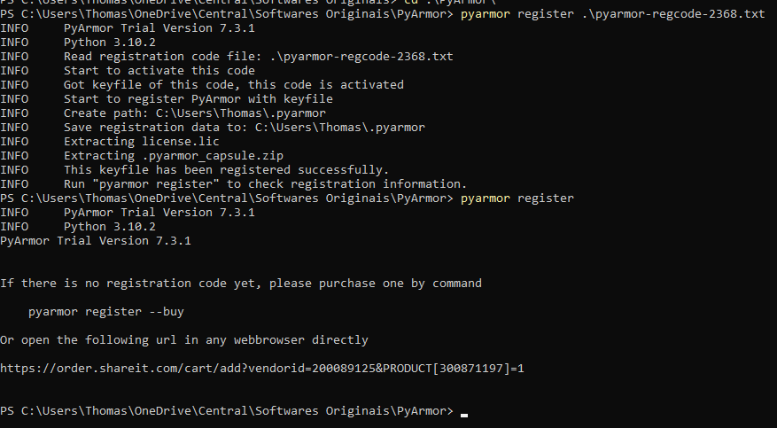 ERROR The latest pyarmor could not work with core library r41.15a ...