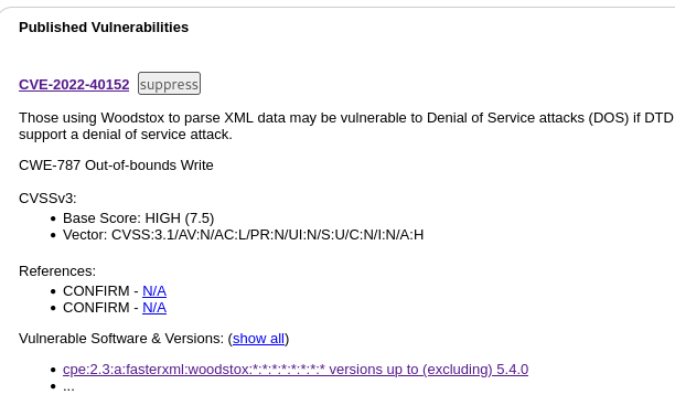 Cve 2022 40152 Stax2 · Issue 5625 · Jeremylongdependencycheck · Github 