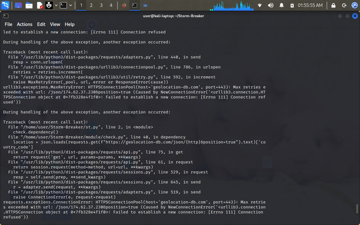 Errno 111 Connection refused · Issue #165 · ultrasecurity/Storm-Breaker · GitHub