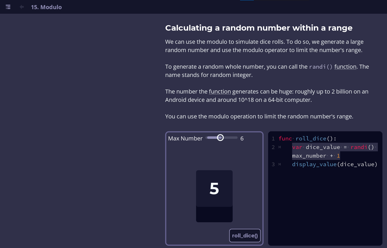 Missing Use Of Modulo In Lesson 15 Issue 563 GD learn gdscript GitHub
