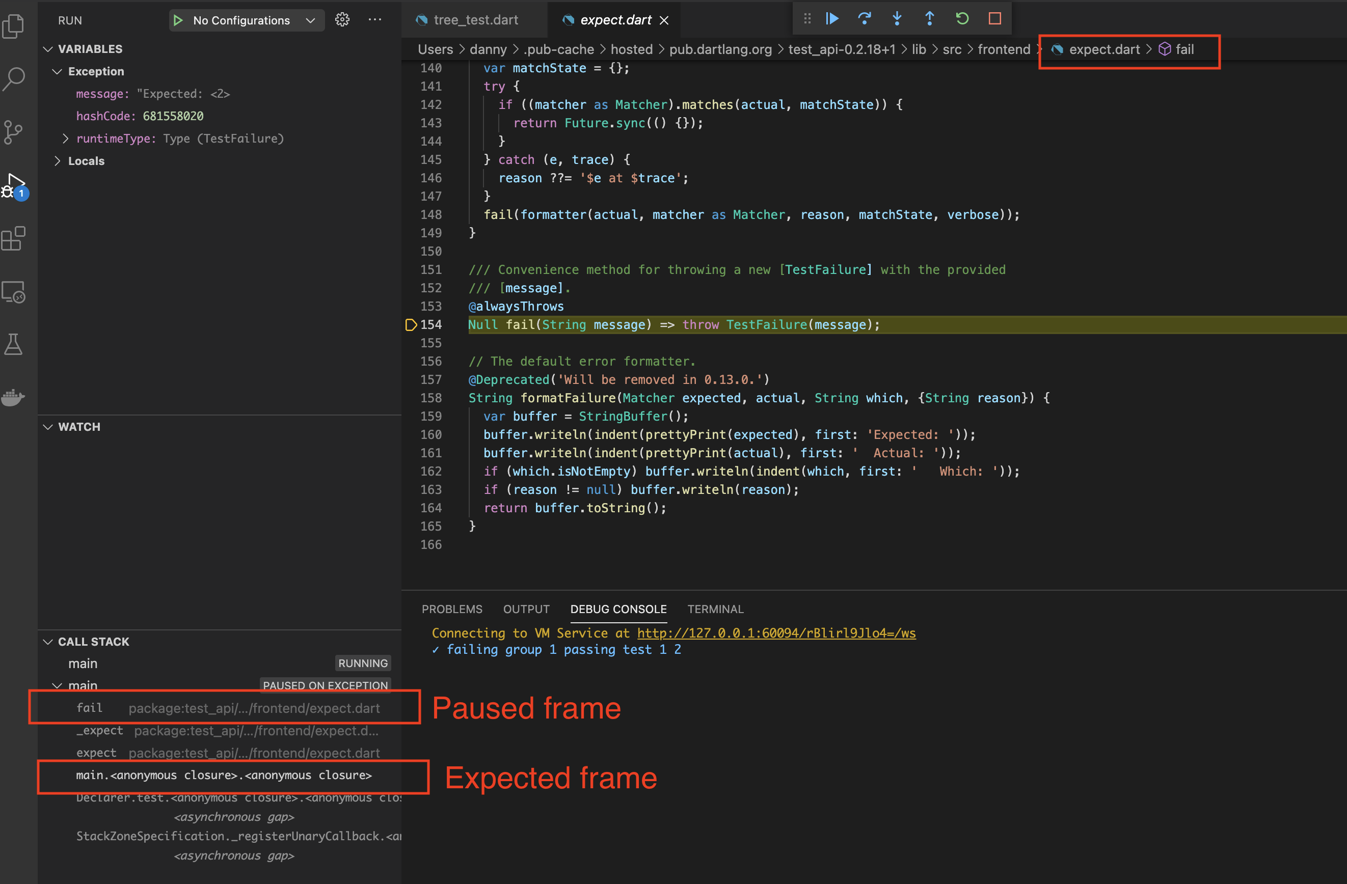 Debugger doesn't focus any source code if all frames are "deemphasized" making it unclear that ...