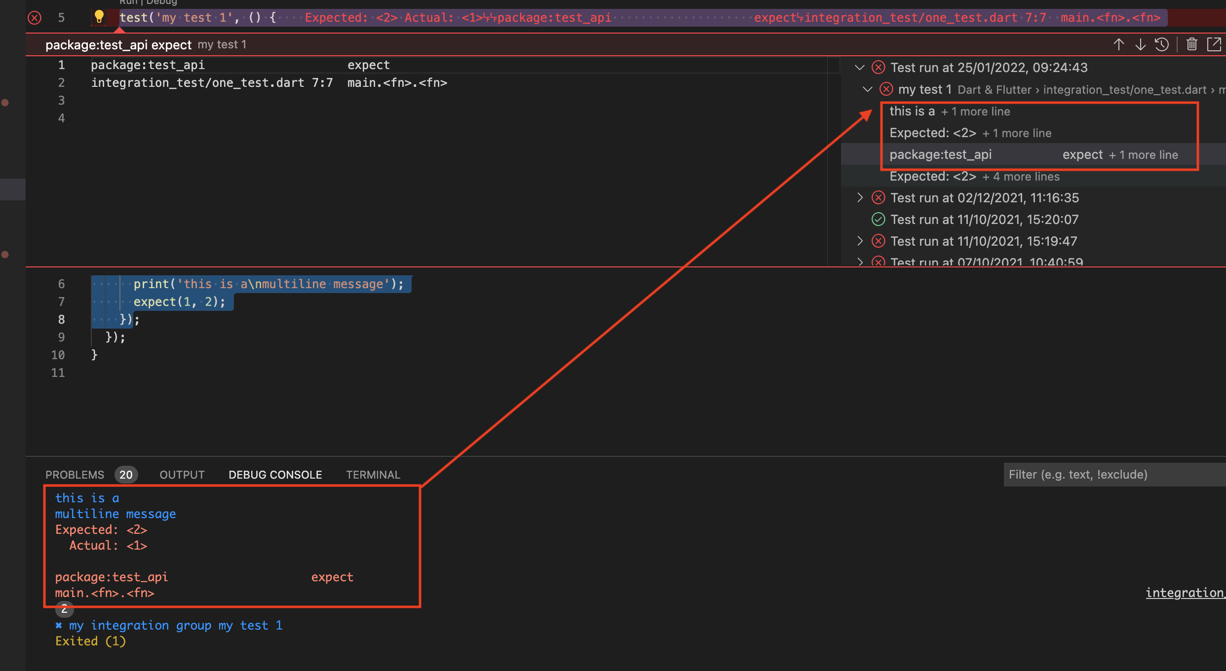 Multiline test output is truncated at first newline · Issue #136036 ...