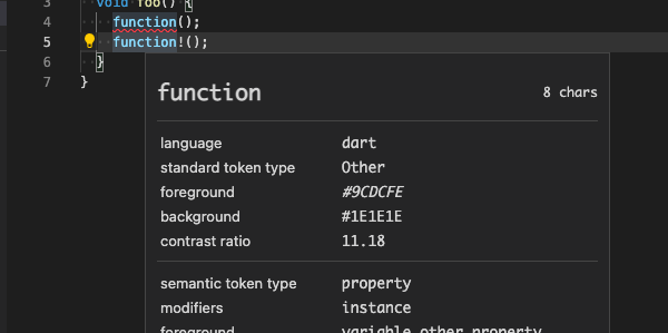Null Cast Functions Are Not Given The Correct Function Semantic Token · Issue 3888 · Dart 