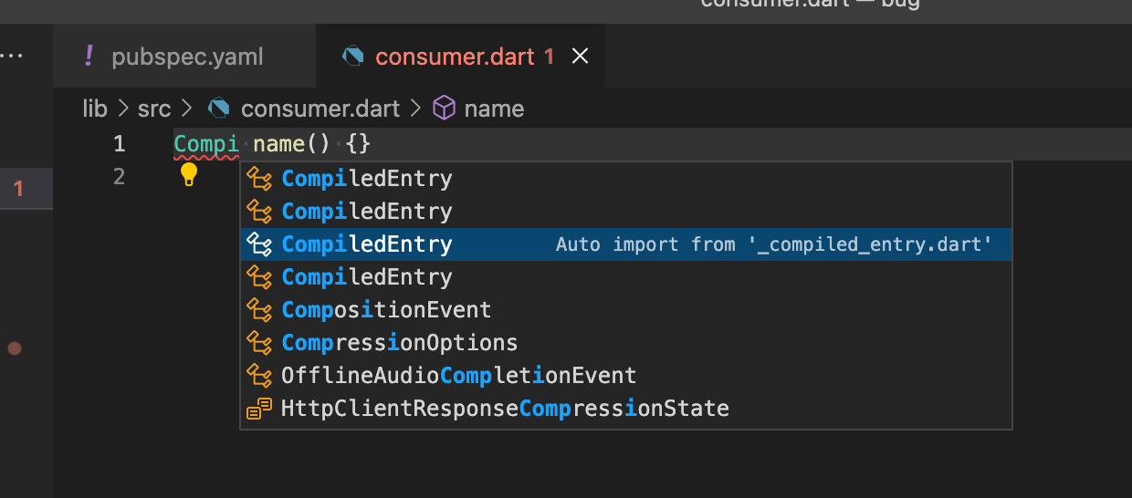 Missing Suggestions For Files Prefixed With ` ` And A `part` Directive · Issue 3902 · Dart Code