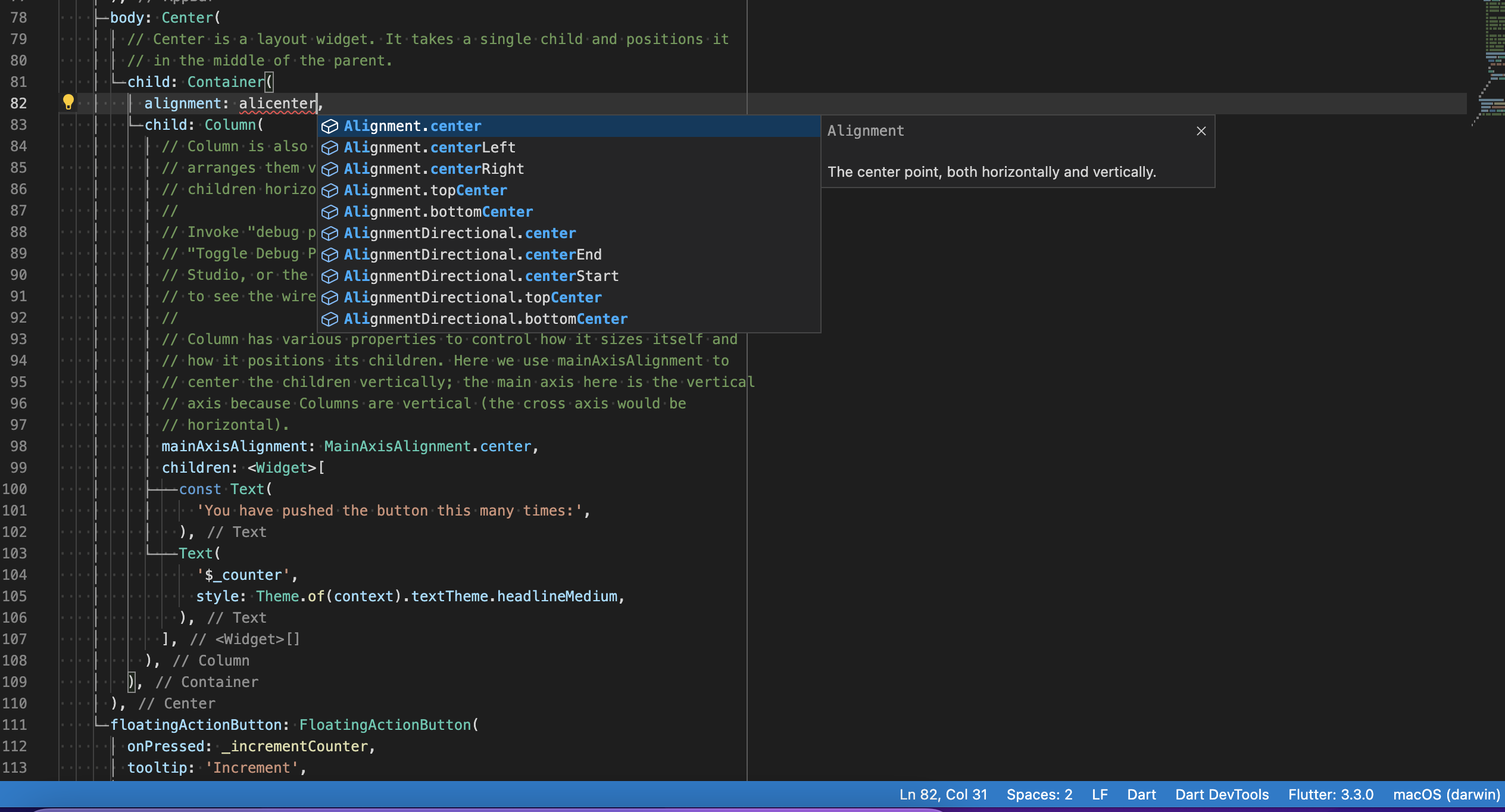 Qualified Static Class Members Are Not Suggested When Using Dart 218