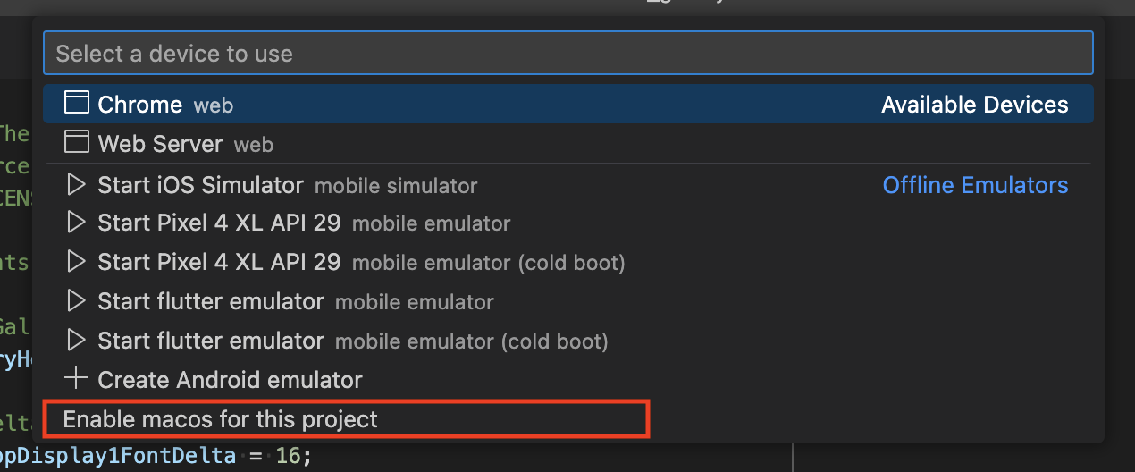 Ask which platforms to create the project for when running `Flutter ...