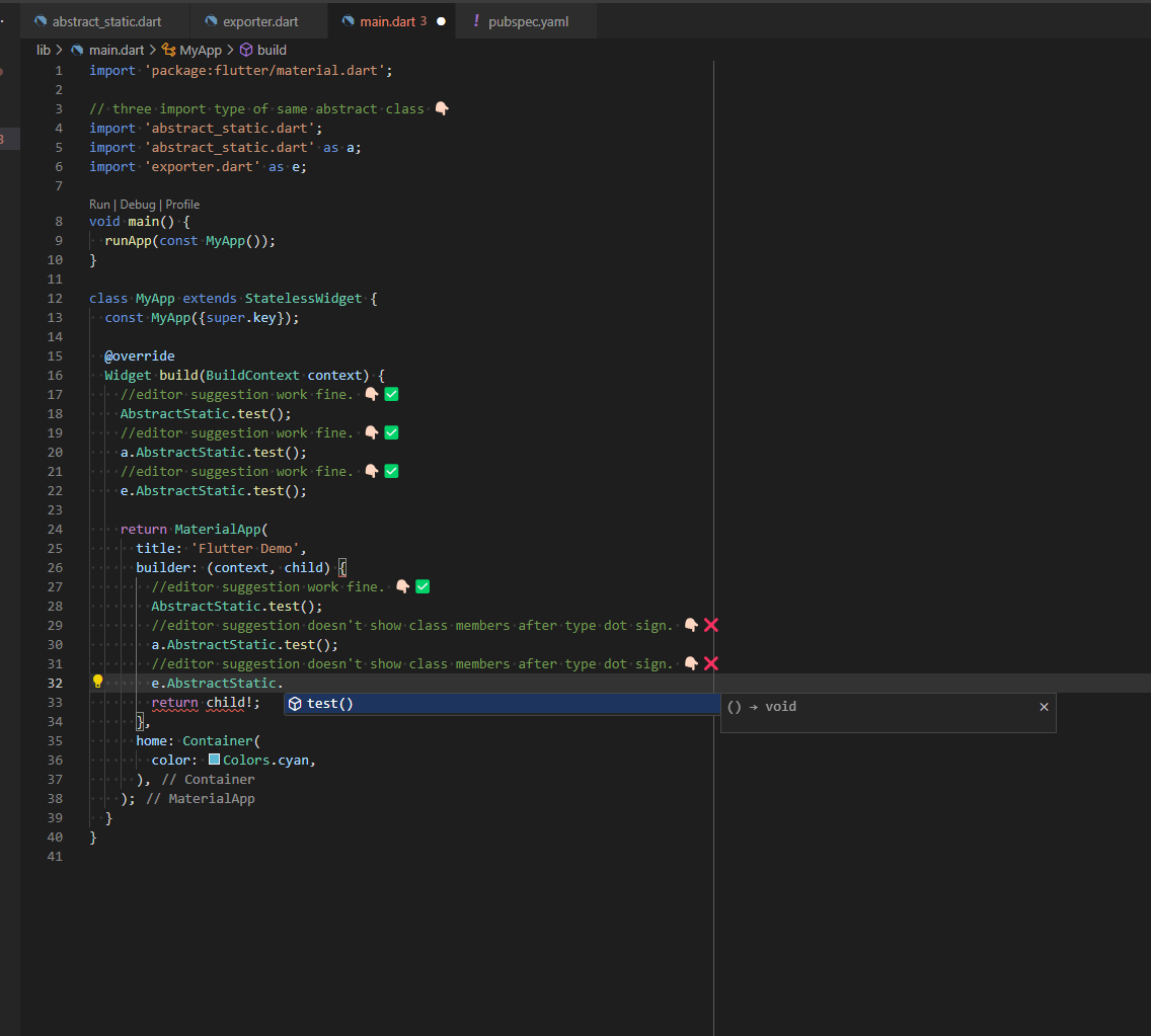 editor suggestion not work on static members of abstract classes when ... editor suggestion not work on static members of abstract classes when ...
