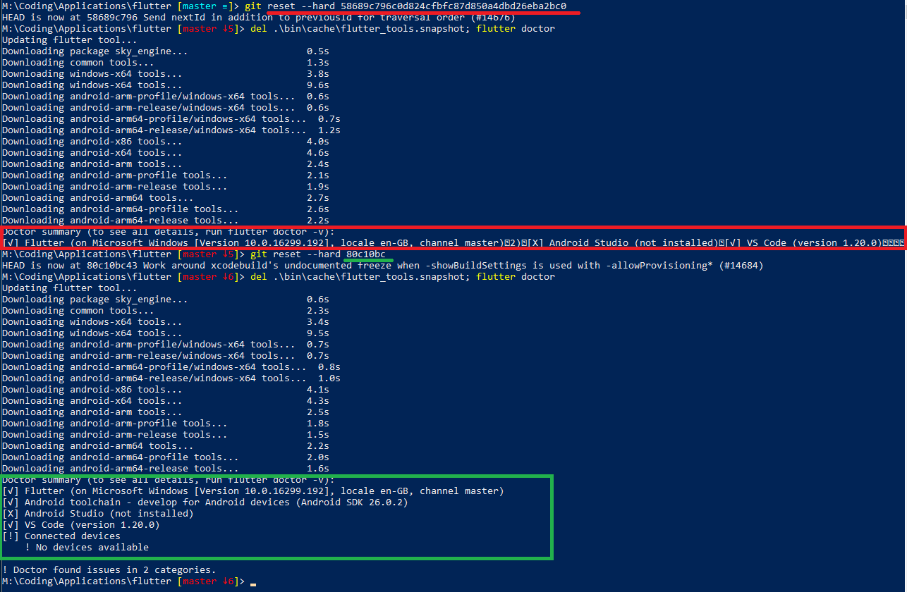 flutter doctor newlines have vanished (Windows) · Issue #14696 · flutter/flutter · GitHub