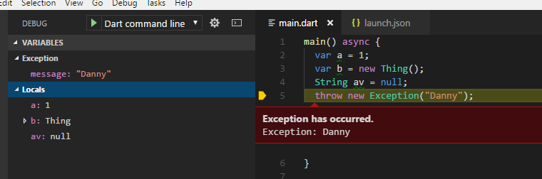 Add exception to variables window · Issue #634 · Dart-Code/Dart-Code · GitHub