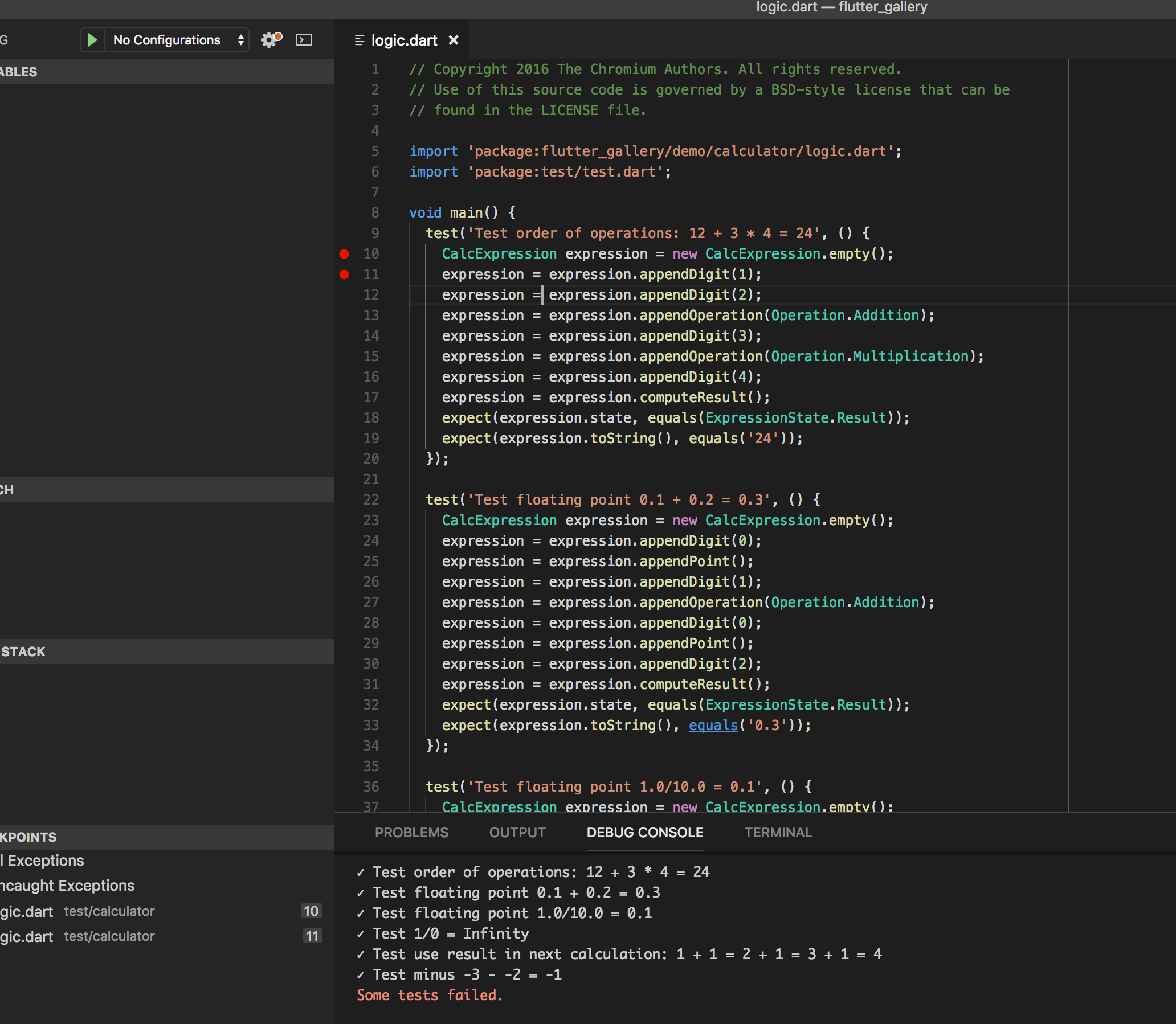 Missed Breakpoints In Flutterygallery Tests On Mbp · Issue 958 · Dart Codedart Code · Github