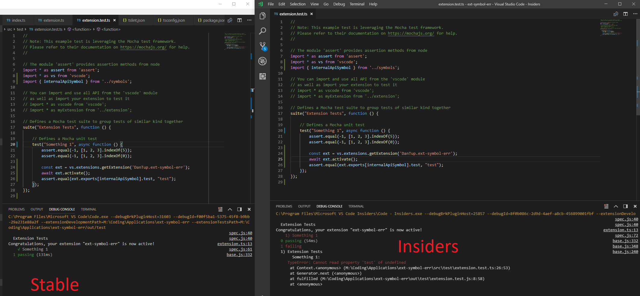 Using a Symbol() in extension API is broken in insiders (works in ...