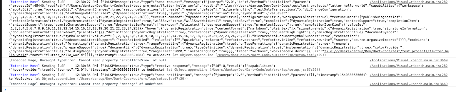 Initialize response messages from server does not appear in the log (using stream/websocket ...