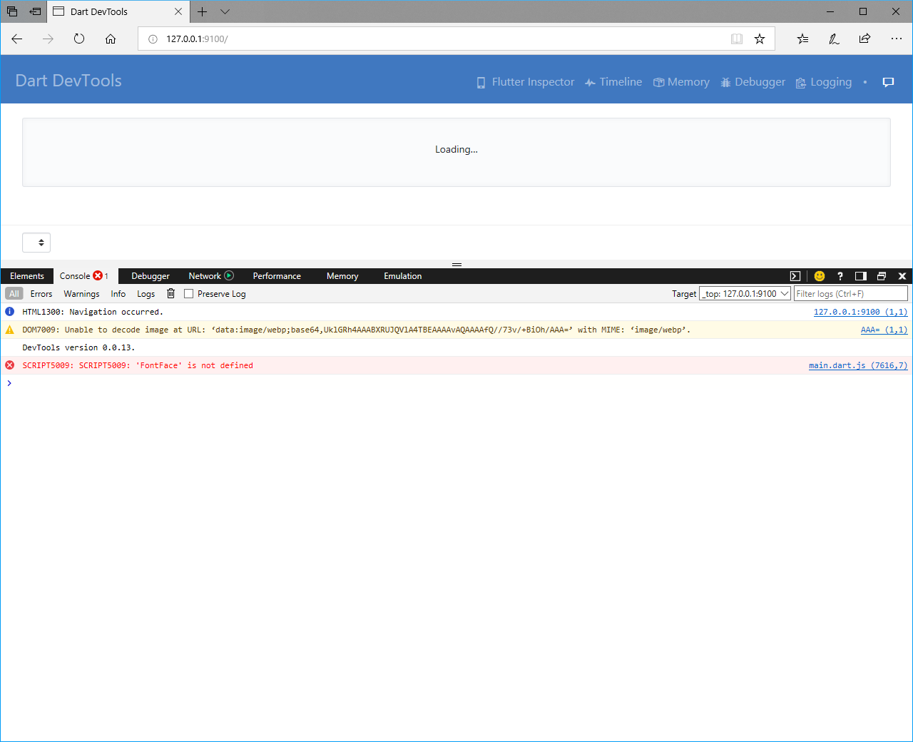 P1: Display a warning message if an unsupported browser is used. · Issue #66 · flutter/devtools ...