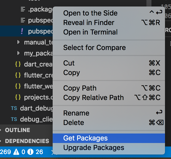Right Click pubspec.yaml no longer showing context menu for packages · Issue #1912 · Dart-Code ...