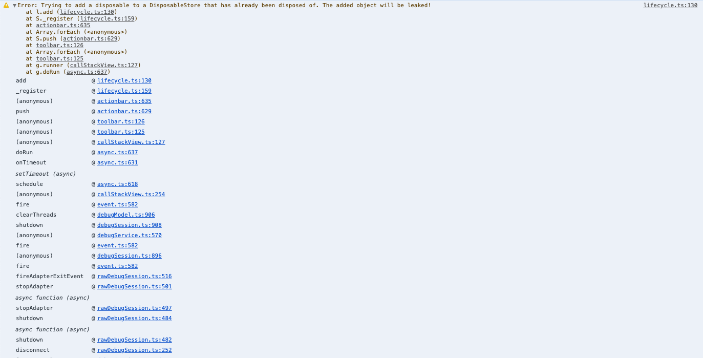[web] Error: Not Implemented: IExtHostDebugService ...