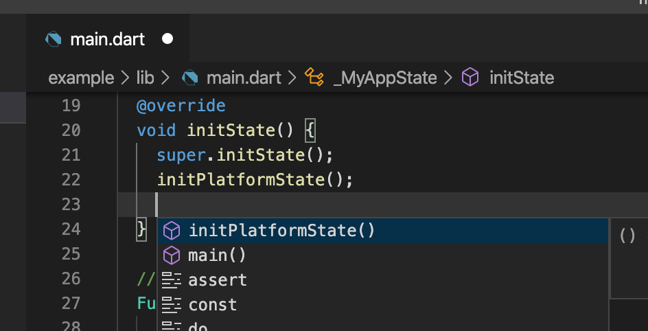 Autocomplete Compilation Errors Not Functioning For Flutter Plugin Template Example · Issue 2755