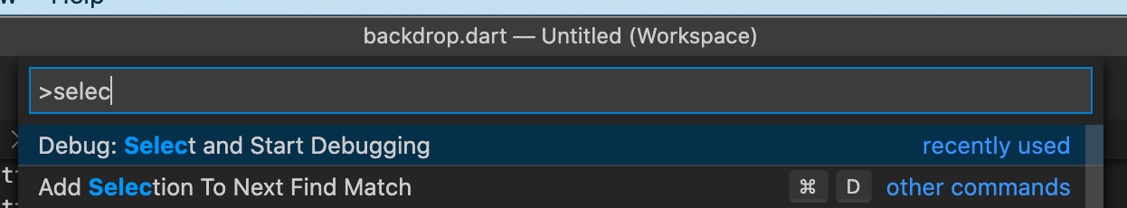 [insiders] "Select and start" debugging command appears twice and with strange description text ...