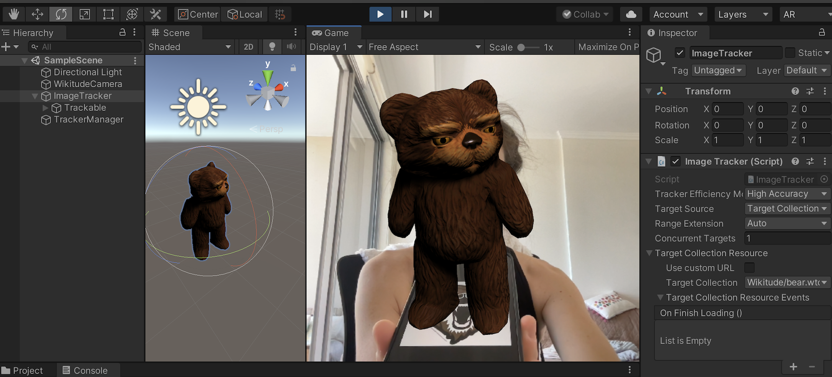 GitHub - Carolina-Riddick/Simple-AR-demostration: Simple AR demostration using AR and Unity
