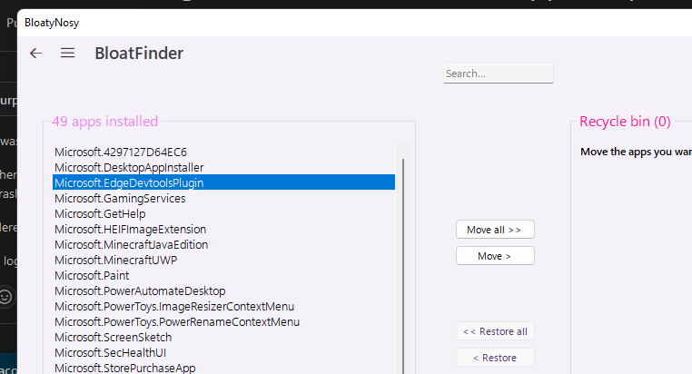 Crash when selecting BloatFinder in the more apps drop down · Issue #10 · builtbybel/Bloatynosy ...
