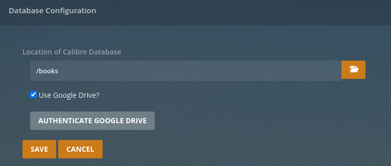 [Docker]After authenticating to Google Drive, the "Location of Calibre database" option is no ...