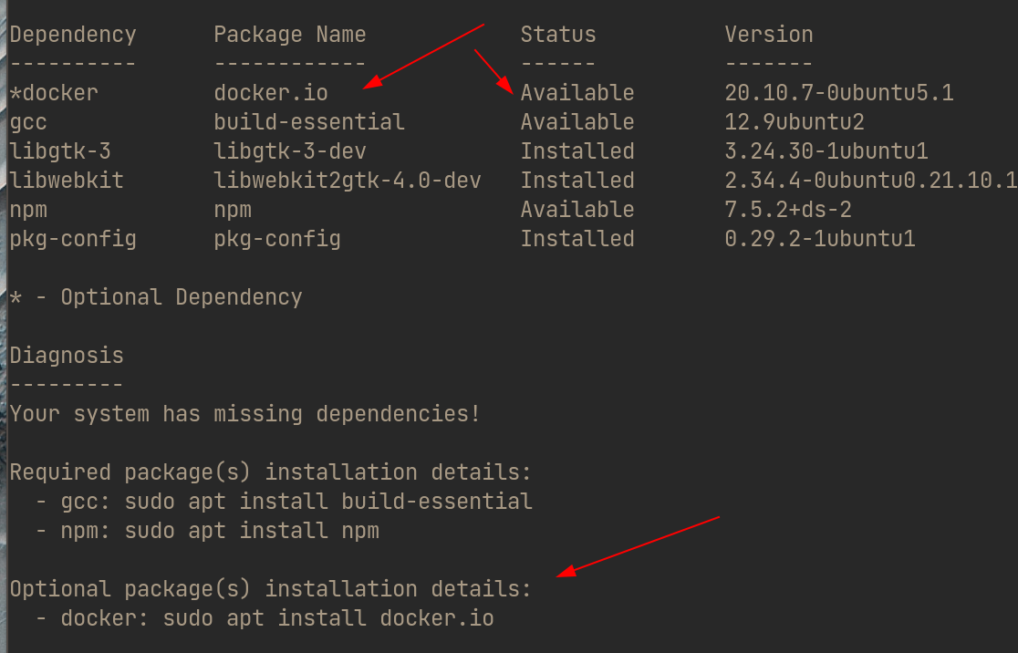 wails doctor—incorrectly identifies docker as missing if installed from the docker ppa · Issue ...
