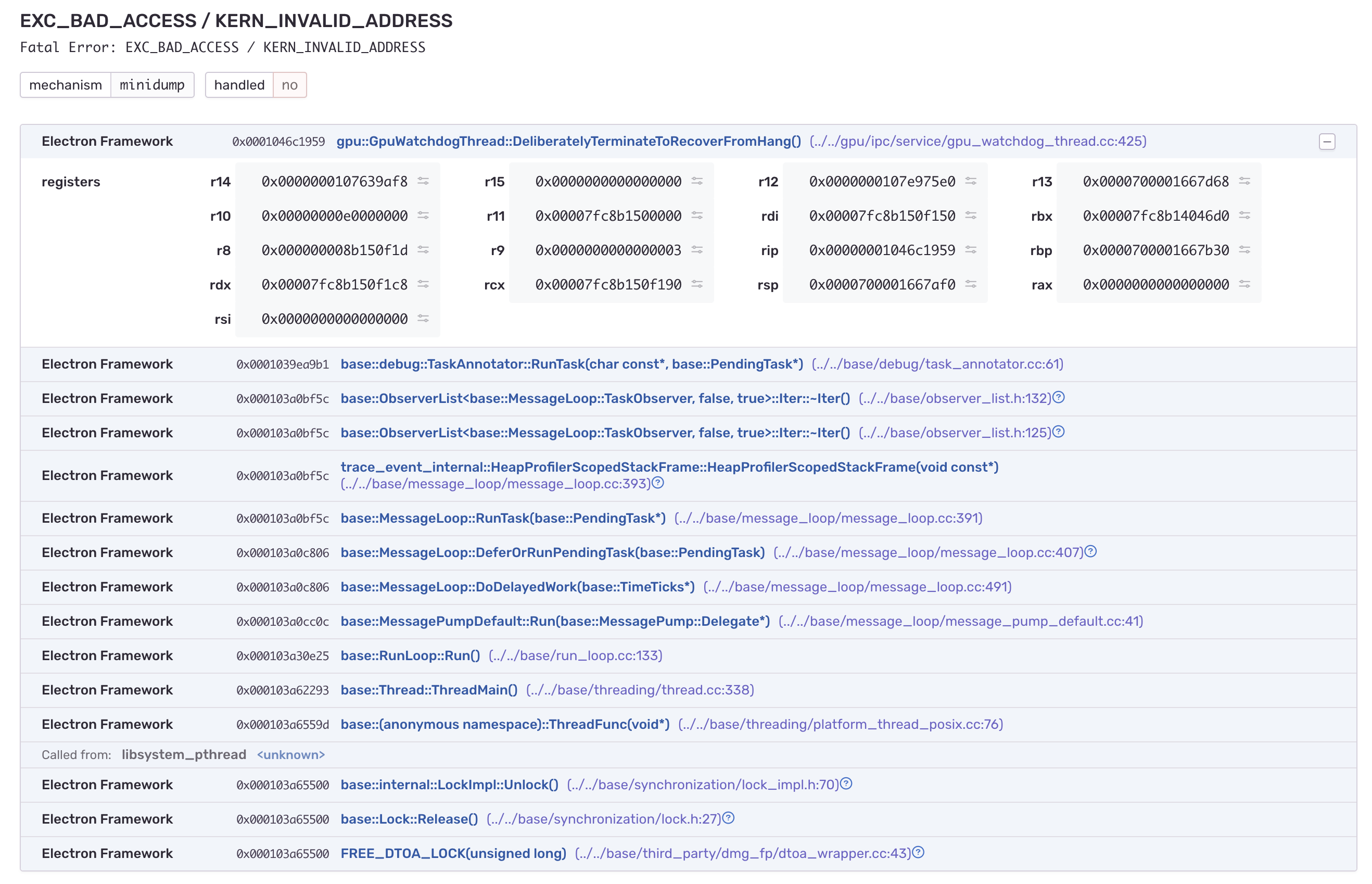 Crash (EXC_BAD_ACCESS) on MacOS 10.14.2 · Issue #16588 · electron/electron · GitHub