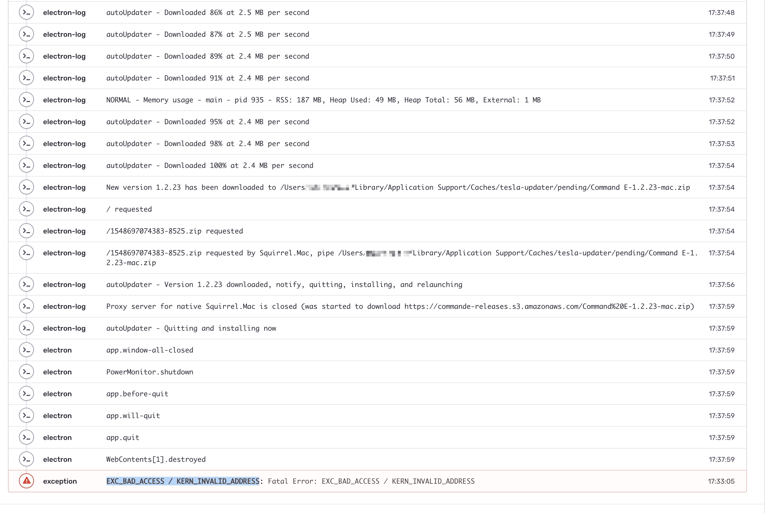 EXC_BAD_ACCESS / KERN_INVALID_ADDRESS on autoUpdater.quitAndInstall(); · Issue #3669 · electron ...