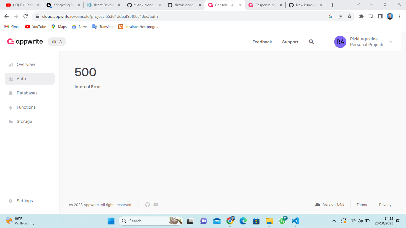 500 internal eror · Issue #6963 · appwrite/appwrite · GitHub