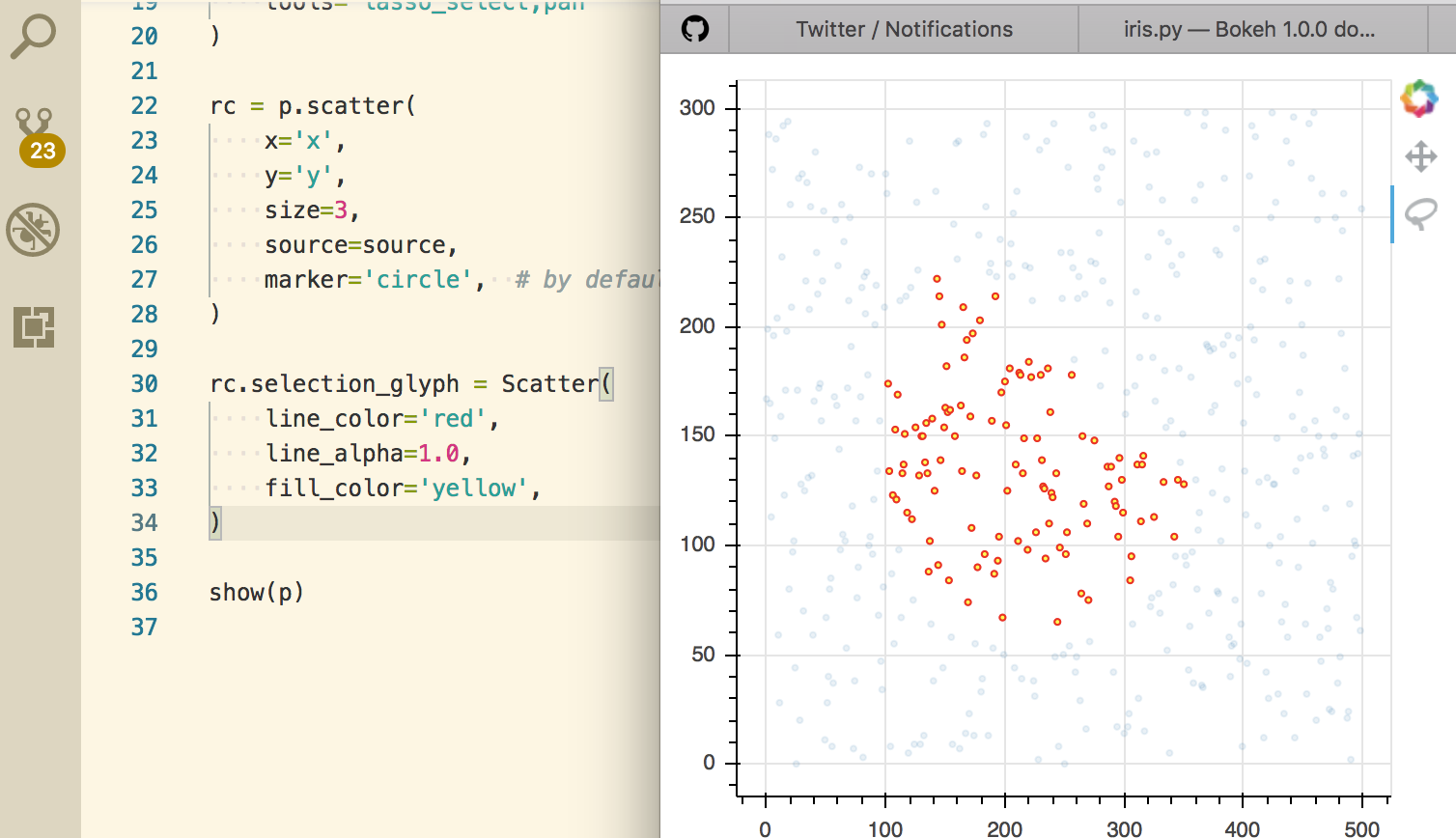 JS Error when I set a new Circle to a selection_glyph in a scatter ...