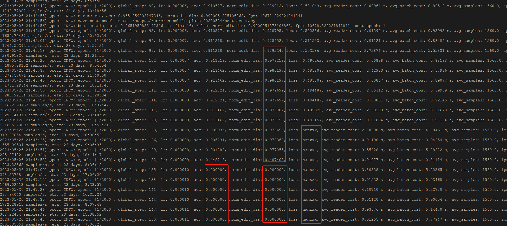 训练识别网络crnn时loss为nan · Issue #10042 · PaddlePaddle/PaddleOCR · GitHub