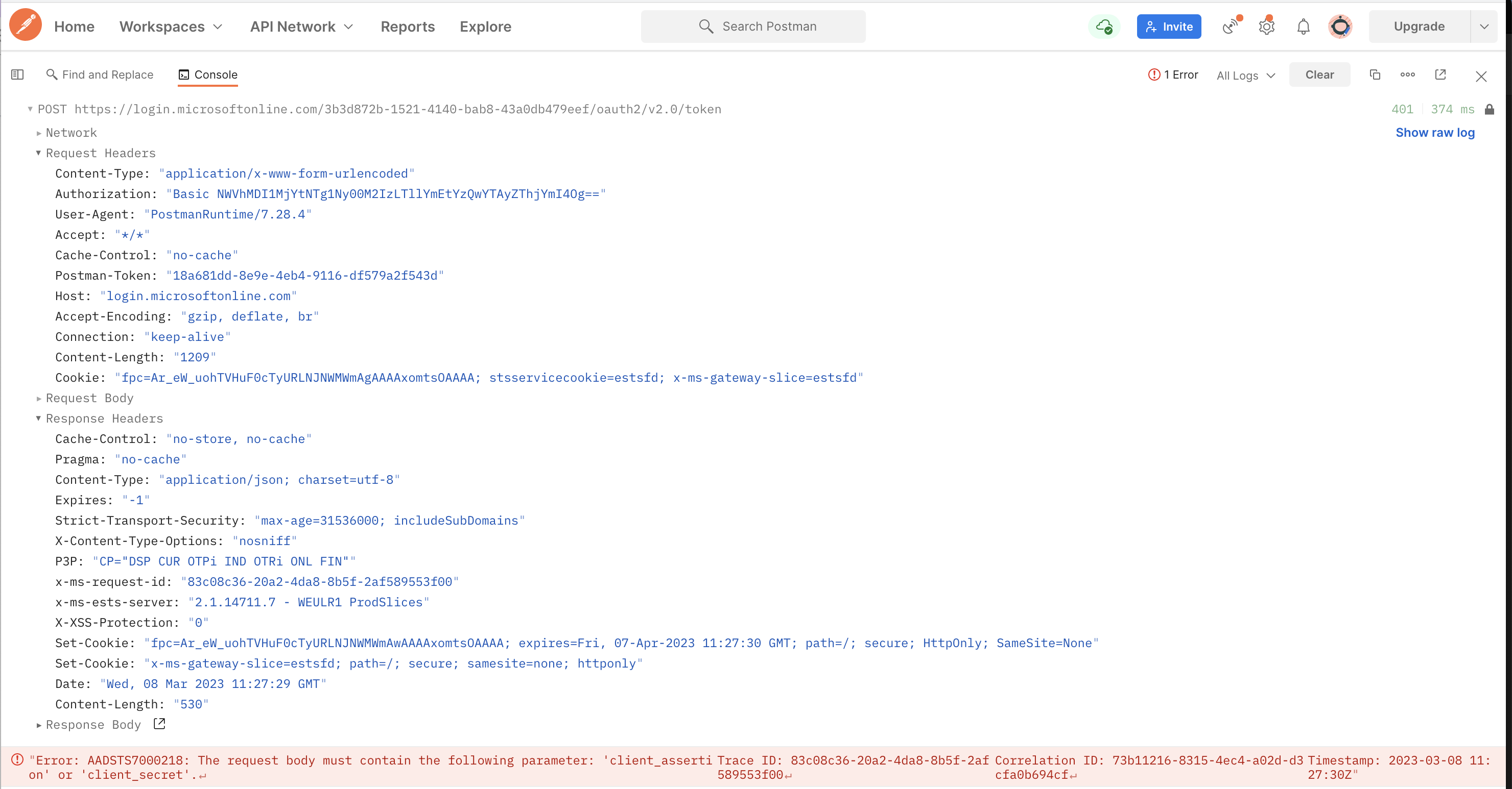 Airlock API authentication failed using Postman · Issue #3324 · microsoft/AzureTRE · GitHub
