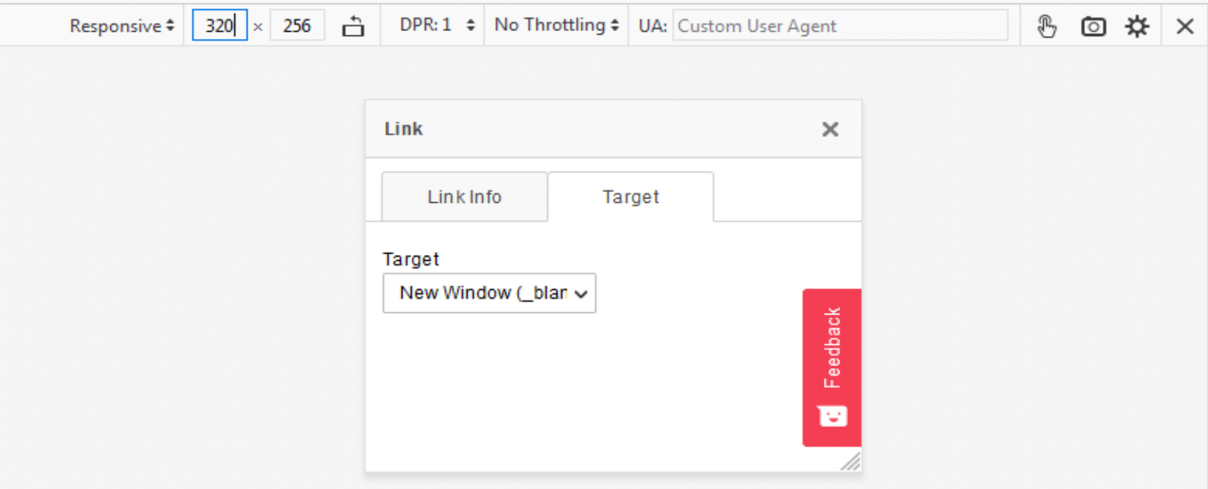 At 400% zoom the "new windows(_blank)" selected item is not visible completely on screen when ...