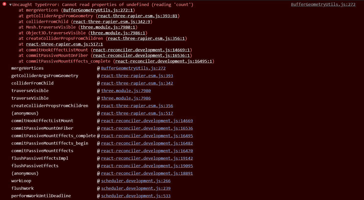RigidBody Hull & Trimesh Colliders resulting in errors · Issue #332 · pmndrs/react-three-rapier ...