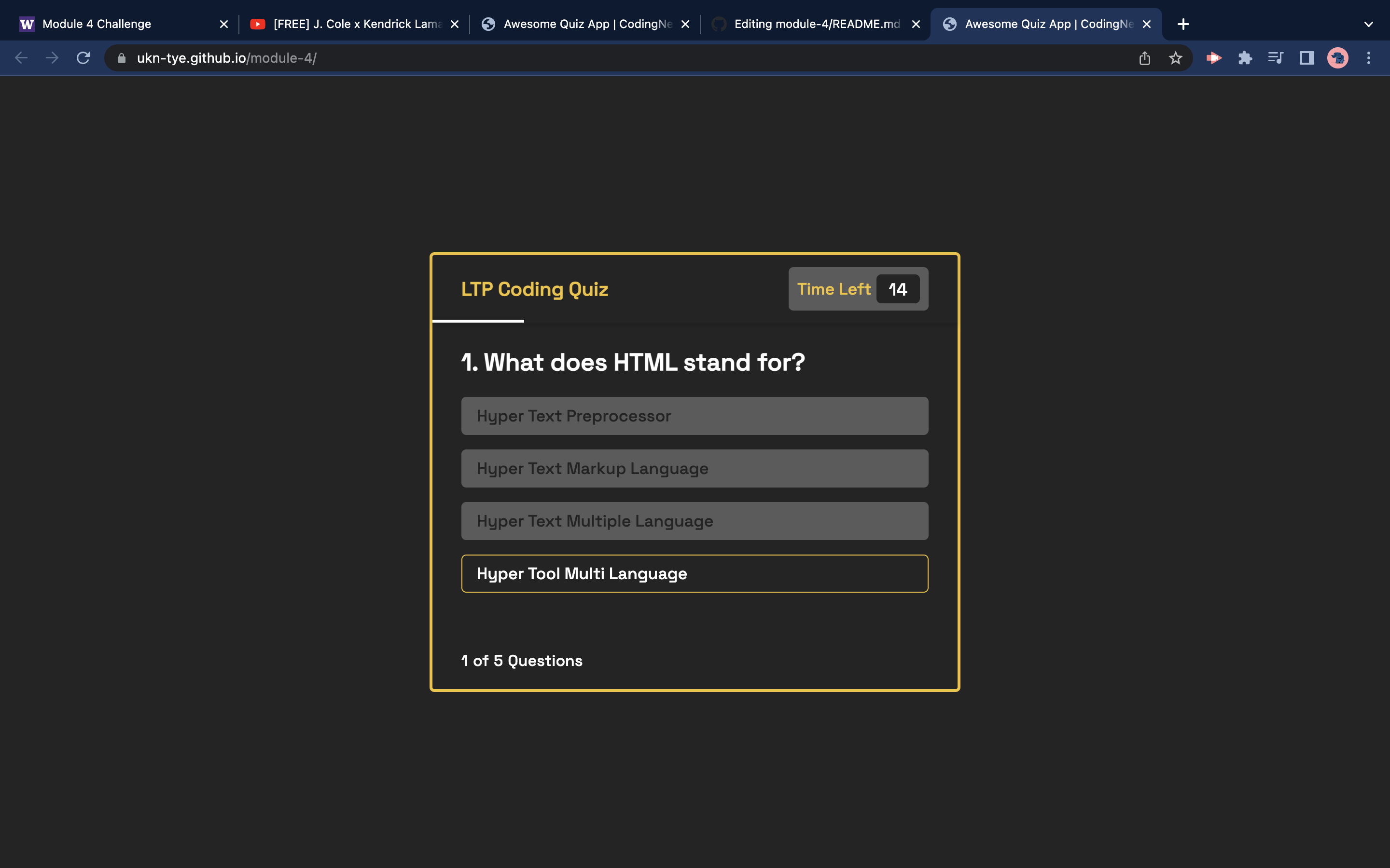 GitHub - ukn-tye/module-4: Module 4 Code Quiz project