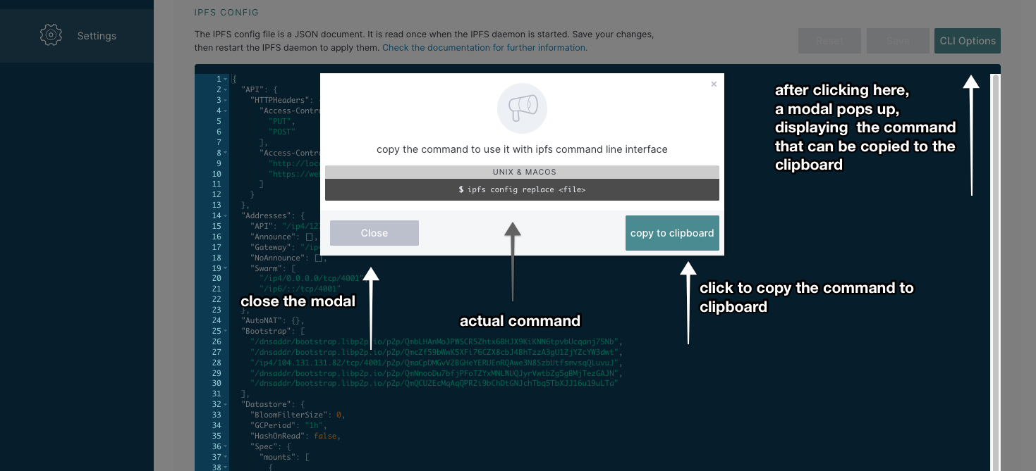 Add CLI "tutor mode" to Web UI/Desktop · Issue #1421 · ipfs/ipfs-webui · GitHub