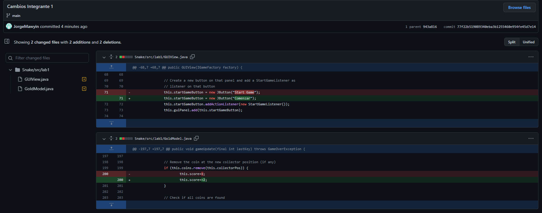 GitHub - CarlosAlvia/Taller01-Snake