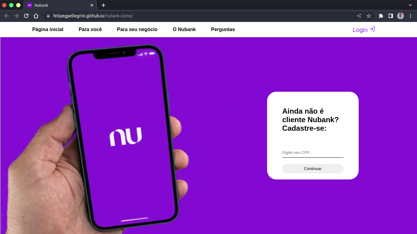GitHub - FelipeGPellegrini/nubank-clone