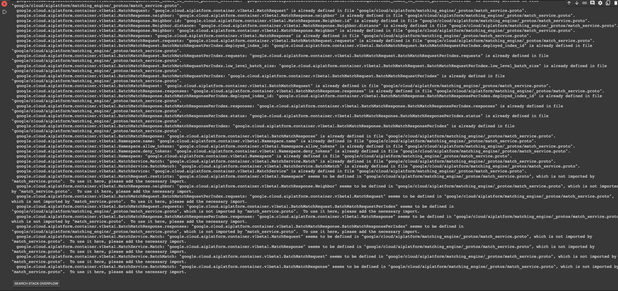 Import error while running query on match engine service · Issue #646 · GoogleCloudPlatform ...