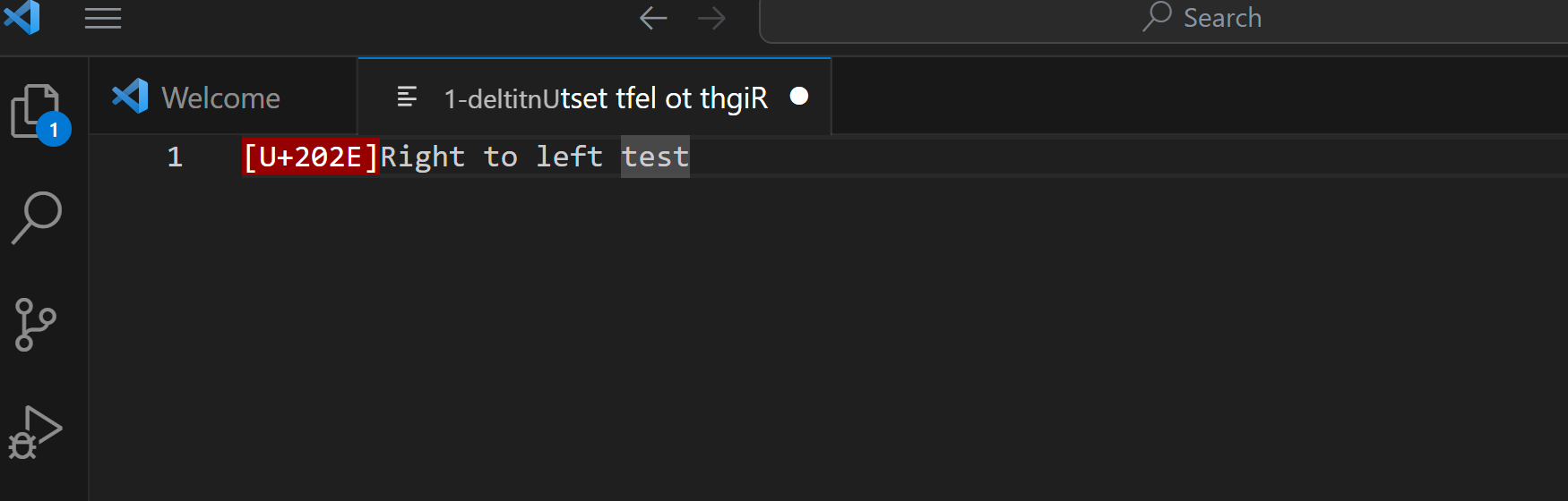 Unicode codepoint 0x202E causes the default filename in the tab title to also be right to left ...