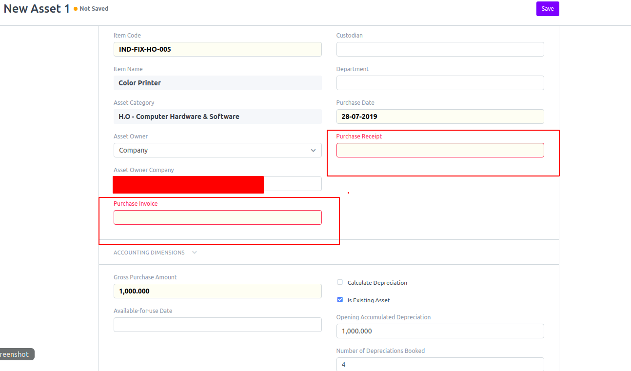Asset For Existing Asset · Issue 19713 · Frappe Erpnext · Github