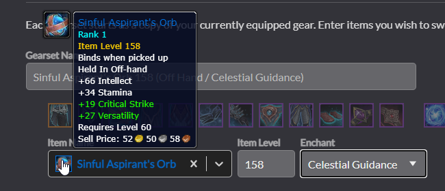 Weapon enchants are selectable for off-hands in Gear Compare · Issue #261 · seriallos/raidbots ...