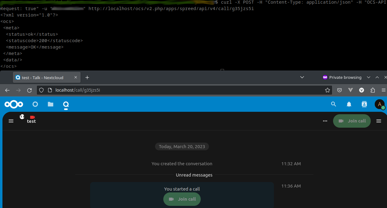 API for joining a call does only work with cookies · Issue #8559 · nextcloud/spreed · GitHub